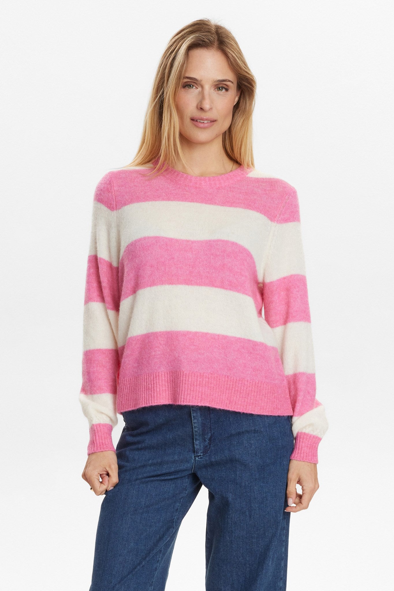NURIETTE BIG STRIPE PULLOVER - Pink Cosmos