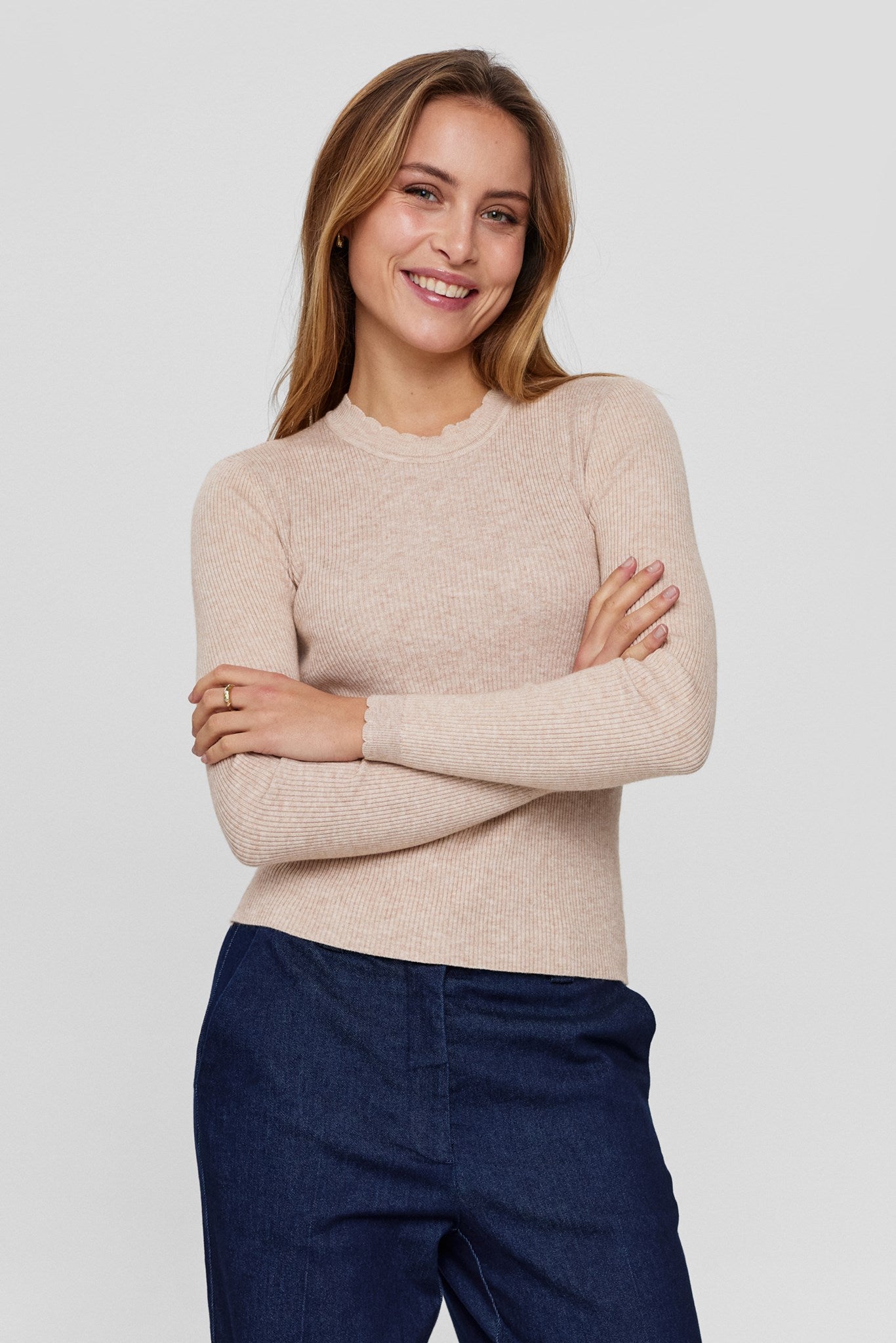 NUROA O-NECK PULLOVER - Sesame Melange