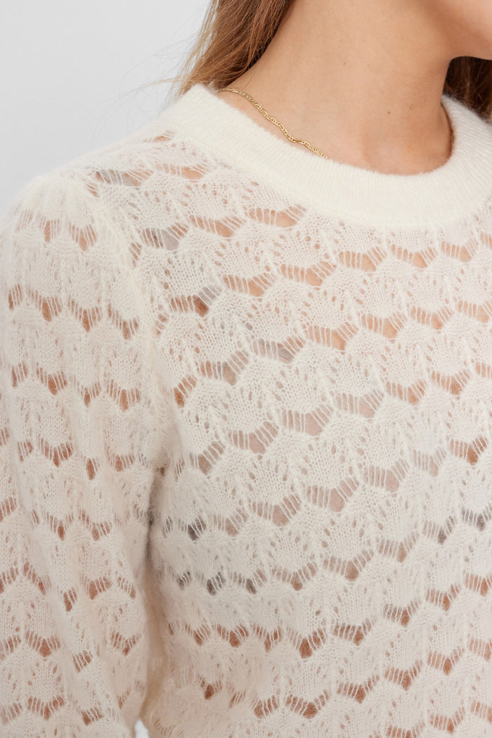 NURIETTA POINTELLE PULLOVER - Cloud Dancer
