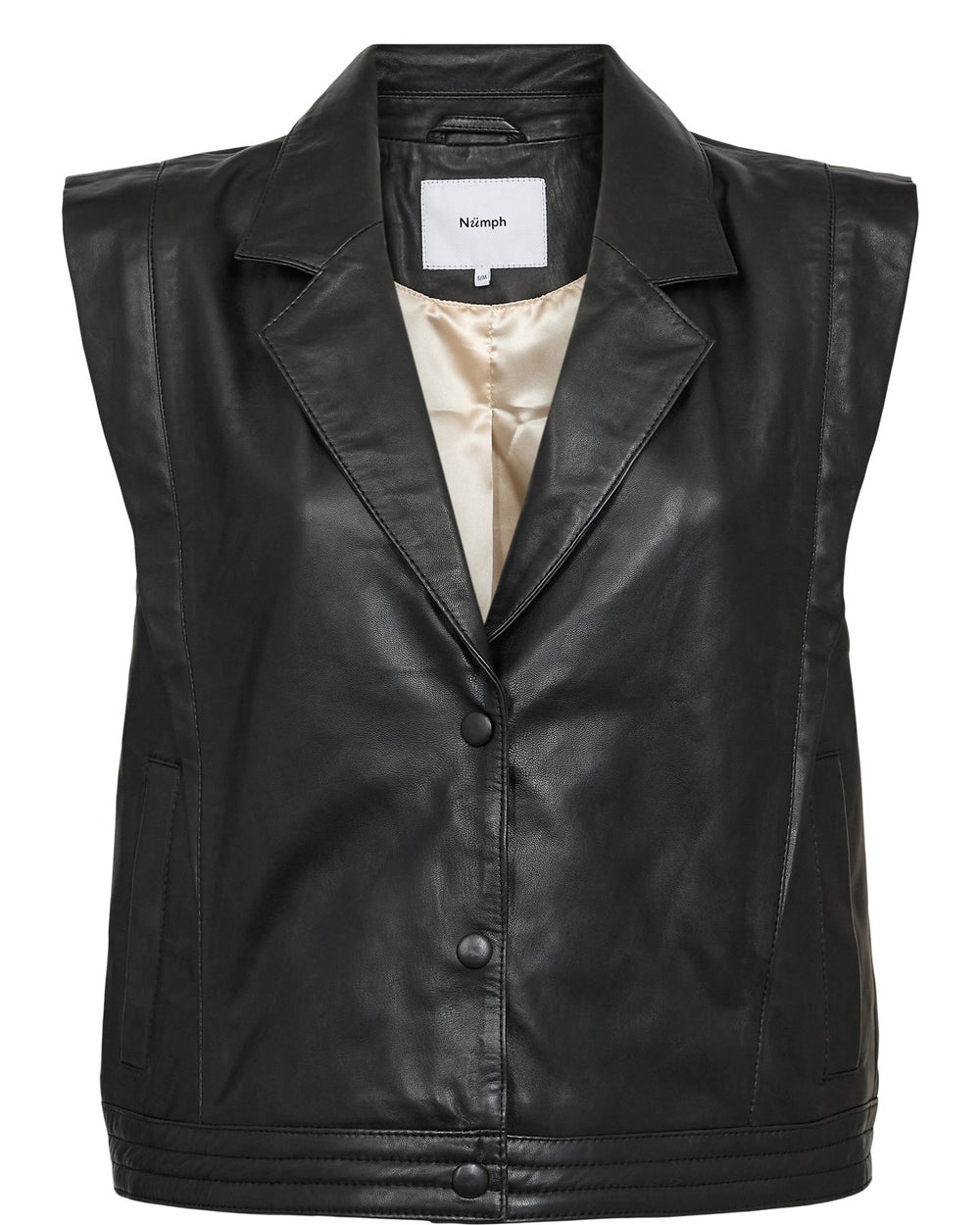 NUFARGO LEATHER VEST - Caviar