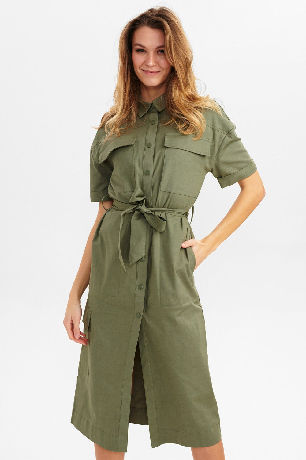 NUCESARINA DRESS - Deep Lichen Green