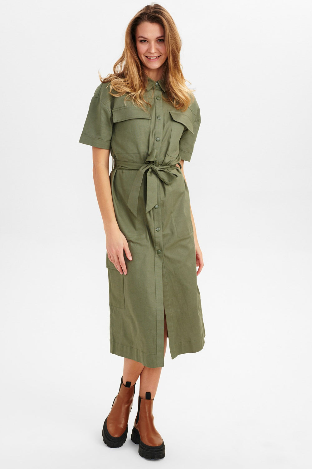 NUCESARINA DRESS - Deep Lichen Green